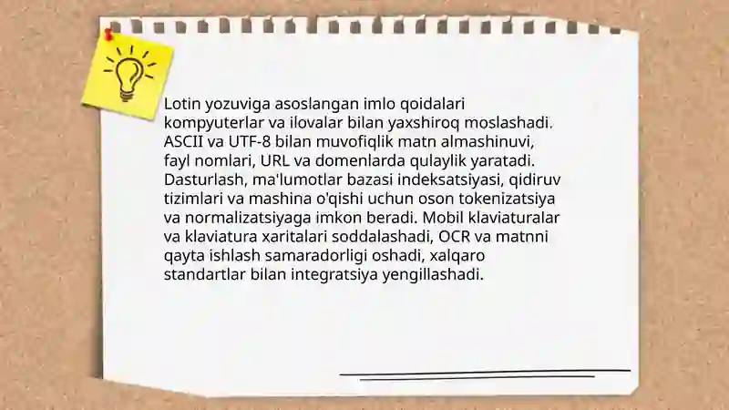Lotin yozuviga asoslangan imlo qoidalarinong afzalligi
