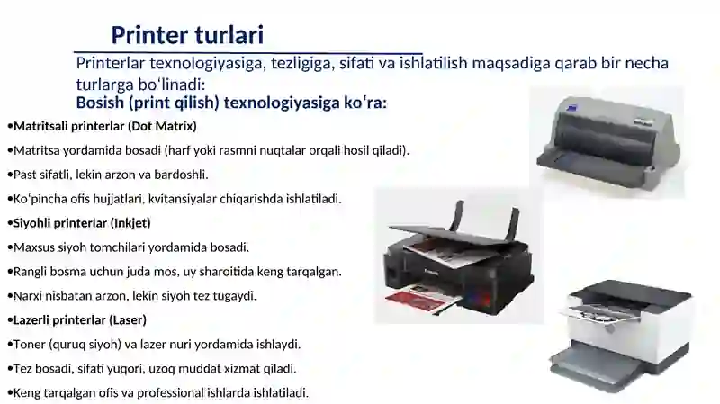 Printerlar haqida slayd