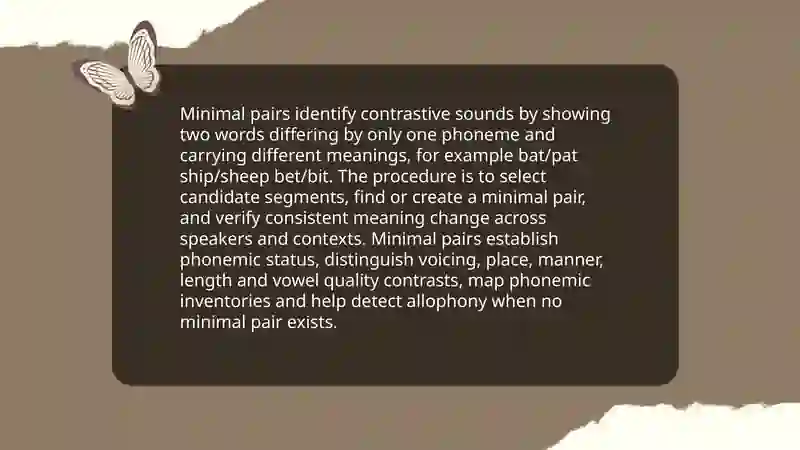 Definition and role of minimal pairs in distinguishing English phonemes