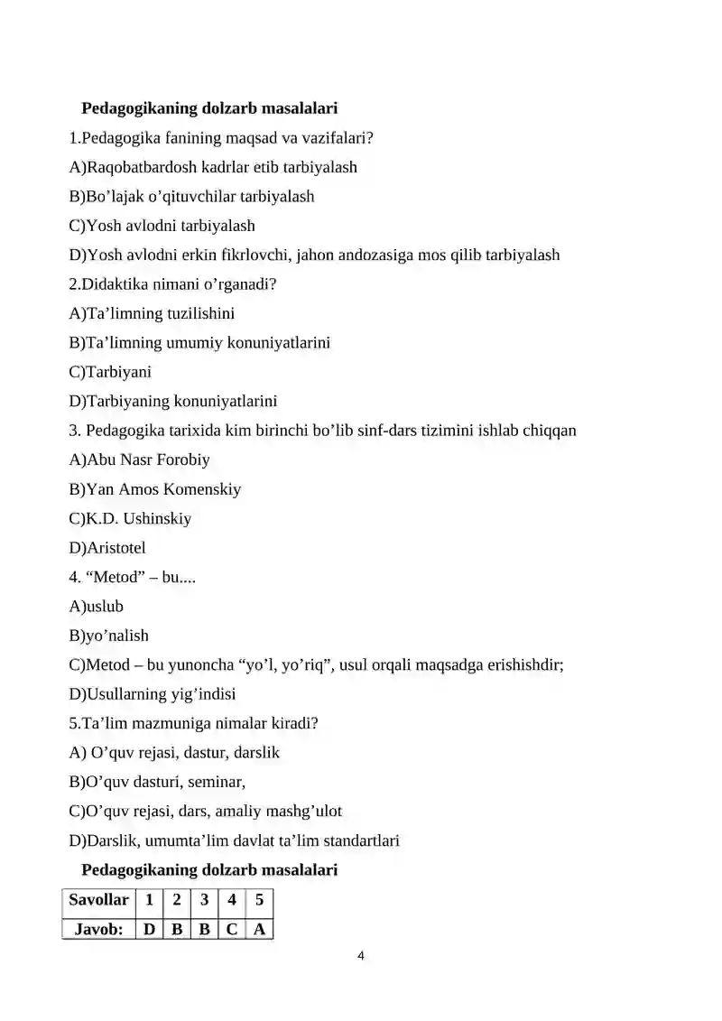 Informatika testlar