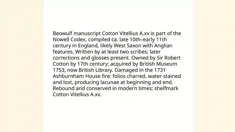 Old English Literature (500-1100) and Beowulf
