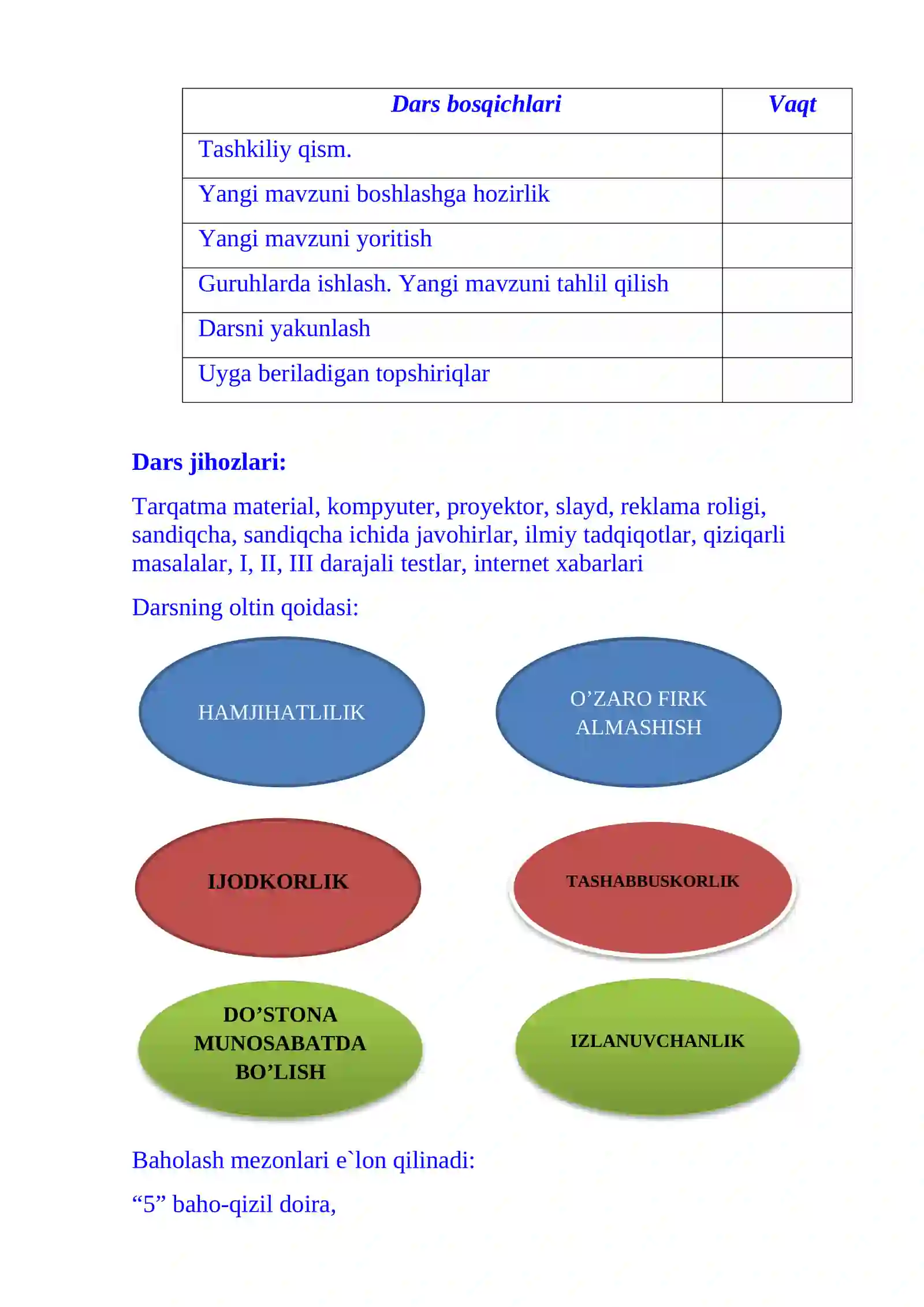 2-sinf matematika fanidan Shakllarning hajmi dars ishlanma
