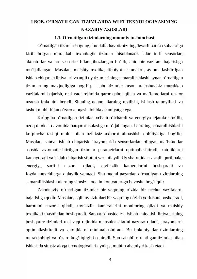 O‘RNATILGAN TIZIMLARDA WI FI TEXNOLOGIYASI