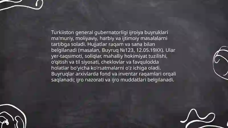 Turkiston general gubernatorligi hujjatlari
