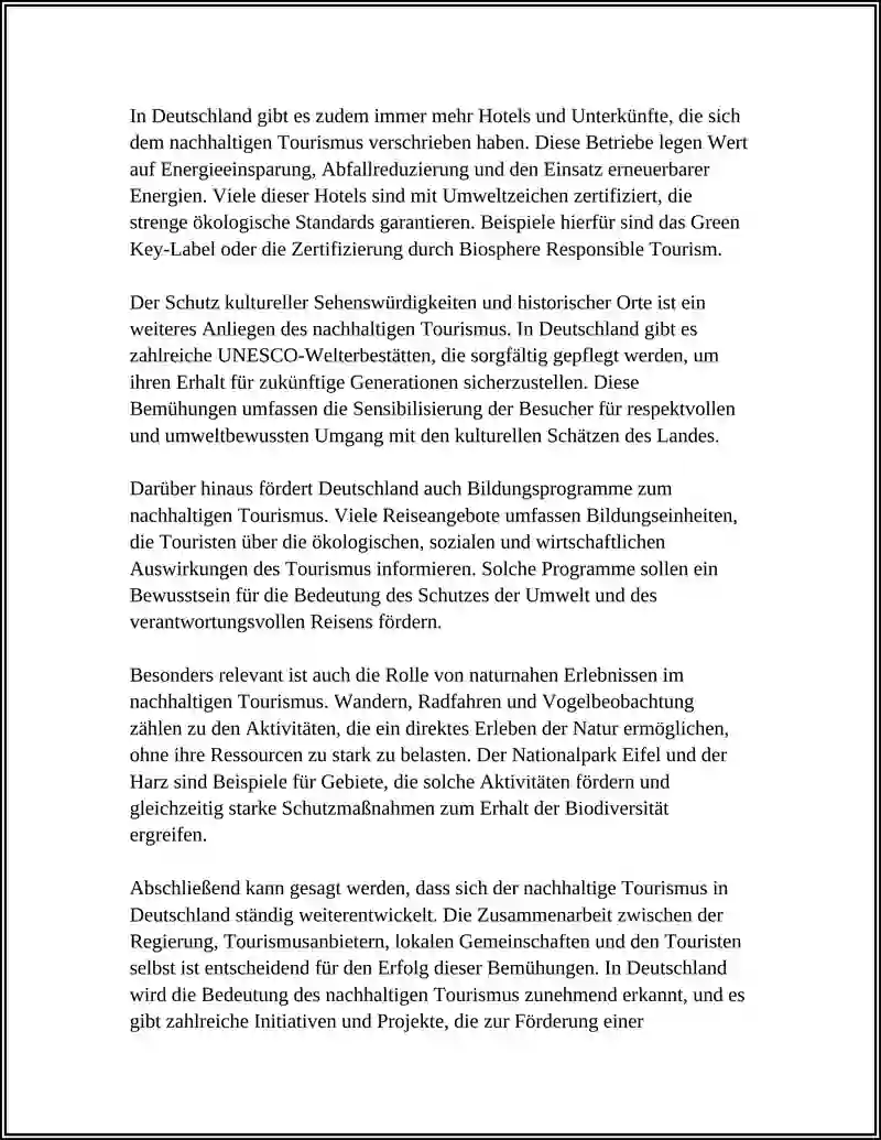Nachhaltiger Tourismus in Deutschland