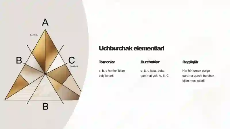 Uchburchak yuzini burchak sinusi yordamida hisoblash