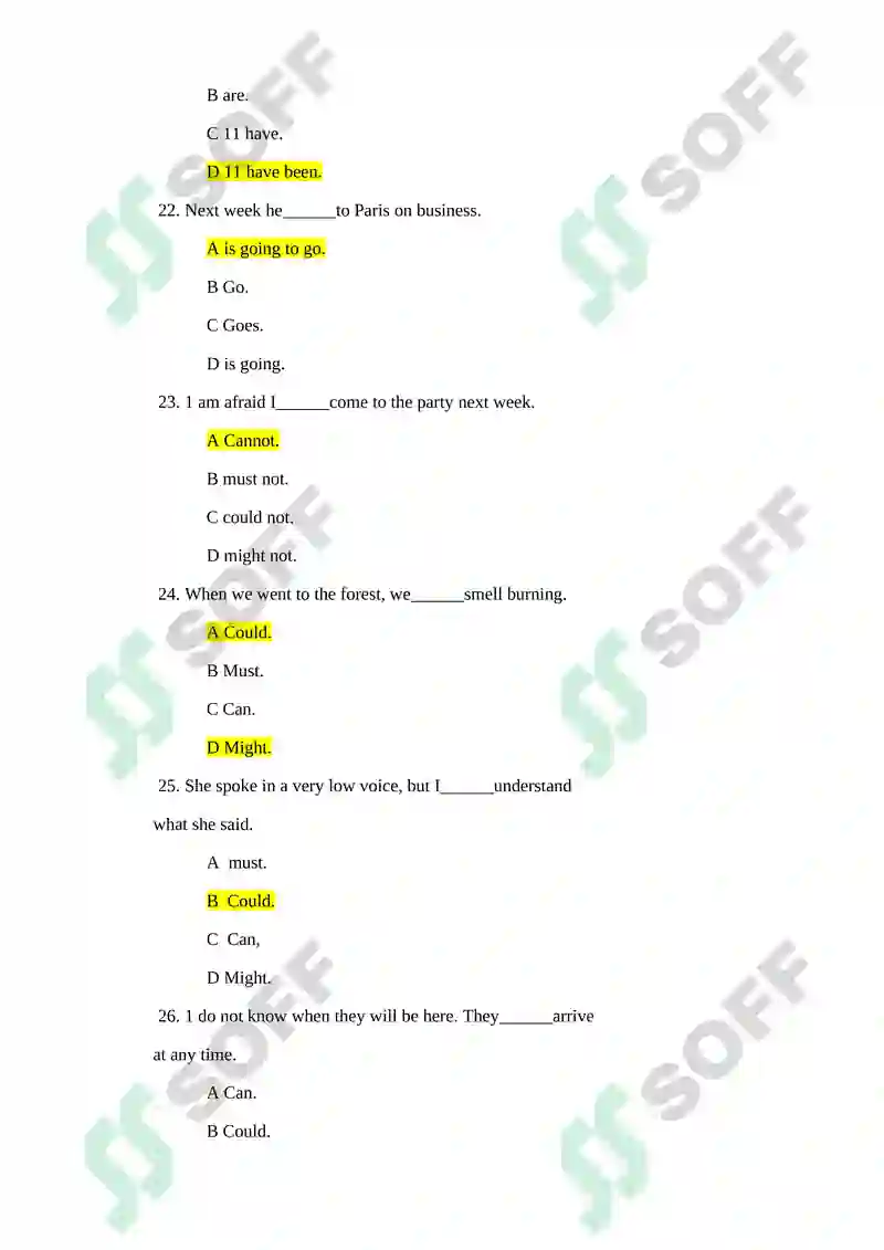 Verb Tenses Practice Questions